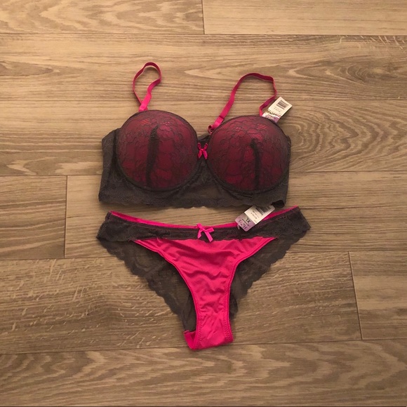 hers by herman | Intimates & Sleepwear | 38d Pink Gray Longline Bra Set ...